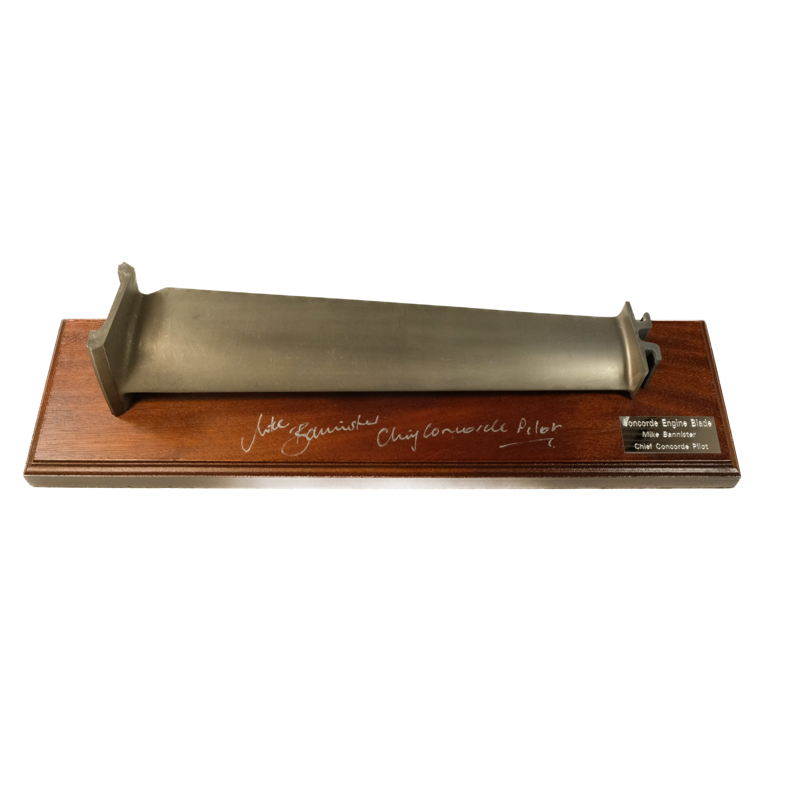 Concorde Engine Blade – Chief Pilot Signed – Mahogany Base – Concorde ...